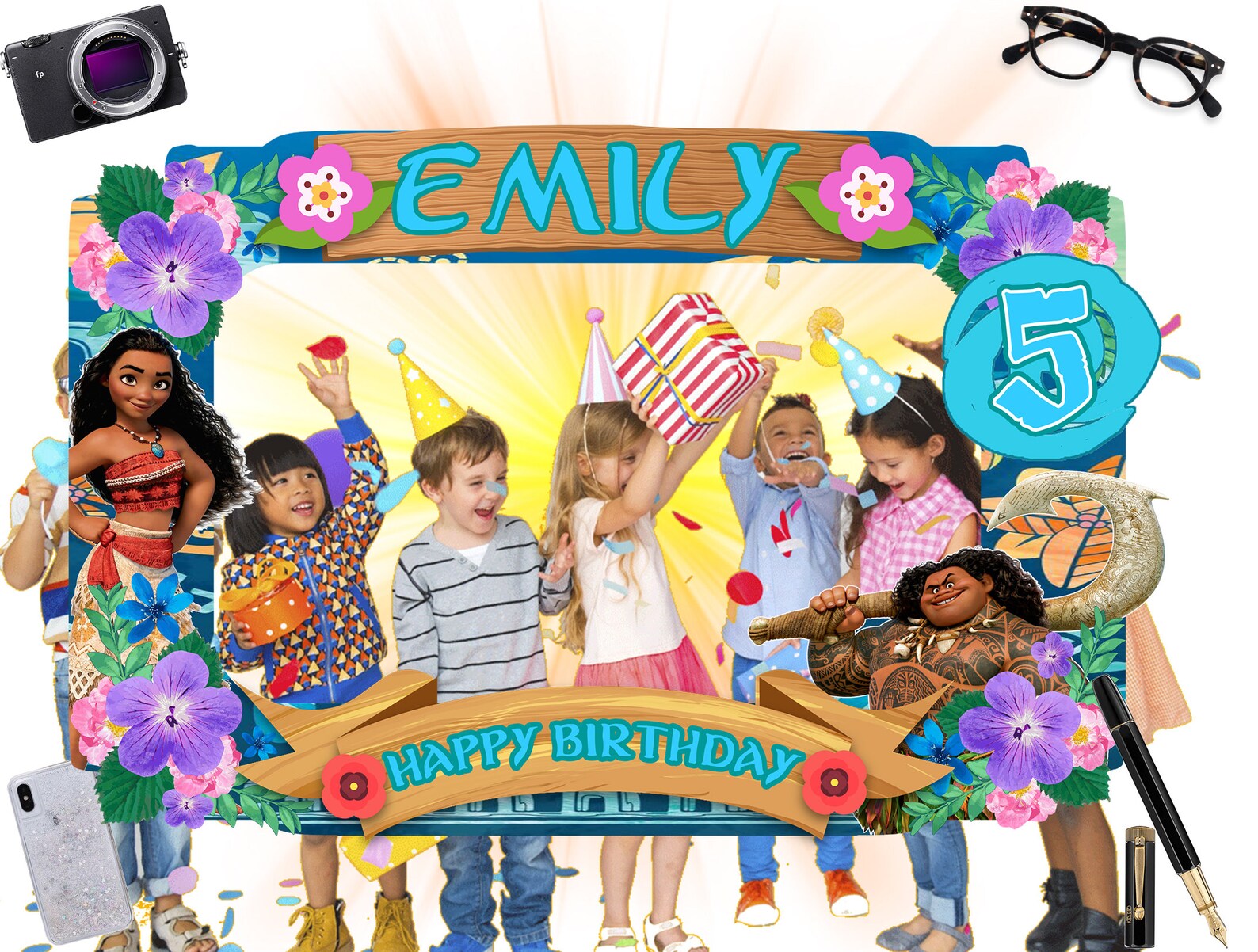Moana Photo Booth Frame, Moana Birthday Photo Booth, Moana Birthday ...