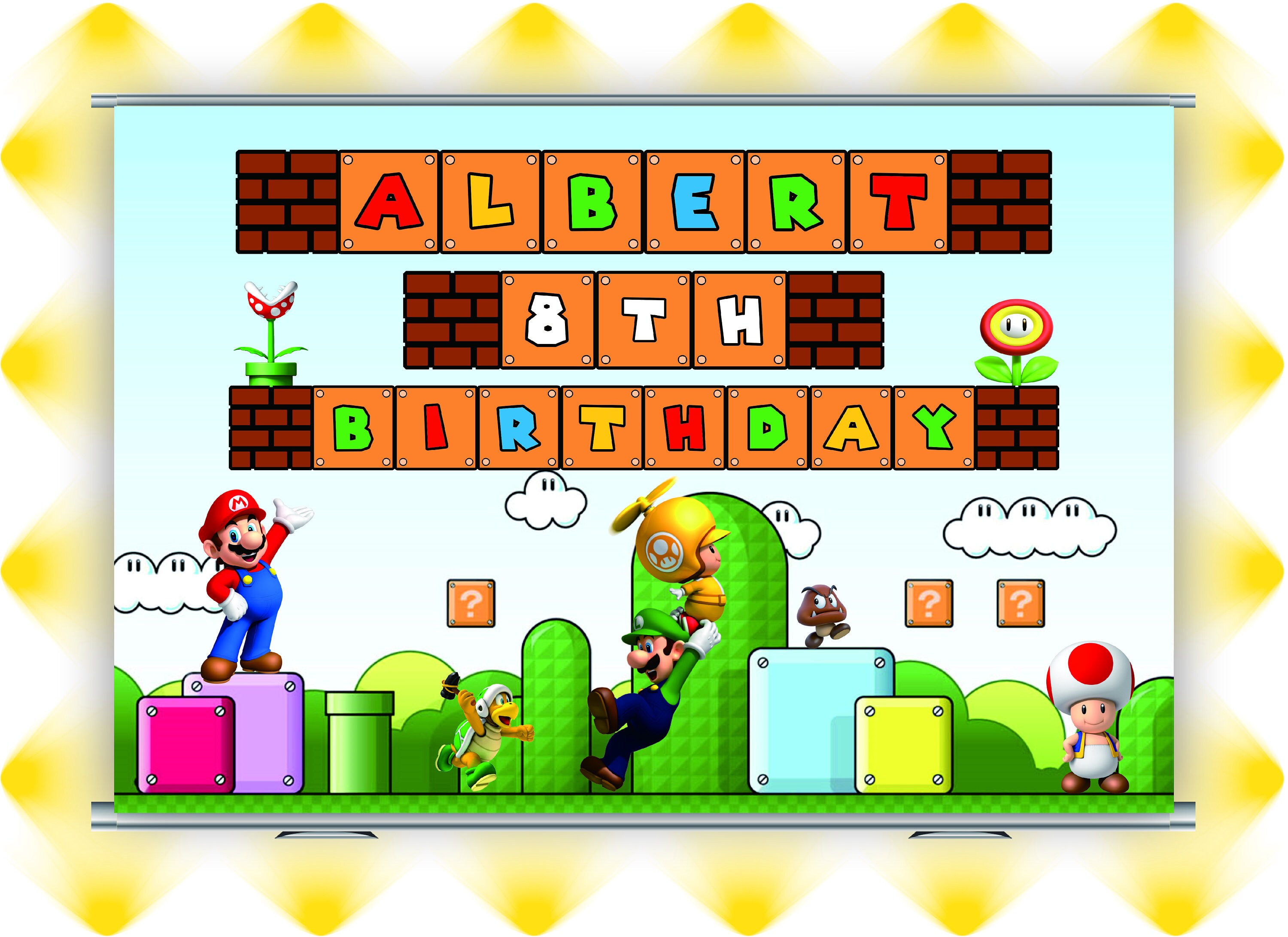 Super Mario Backdrop, Super Mario Party Decoration, Super Mario ...