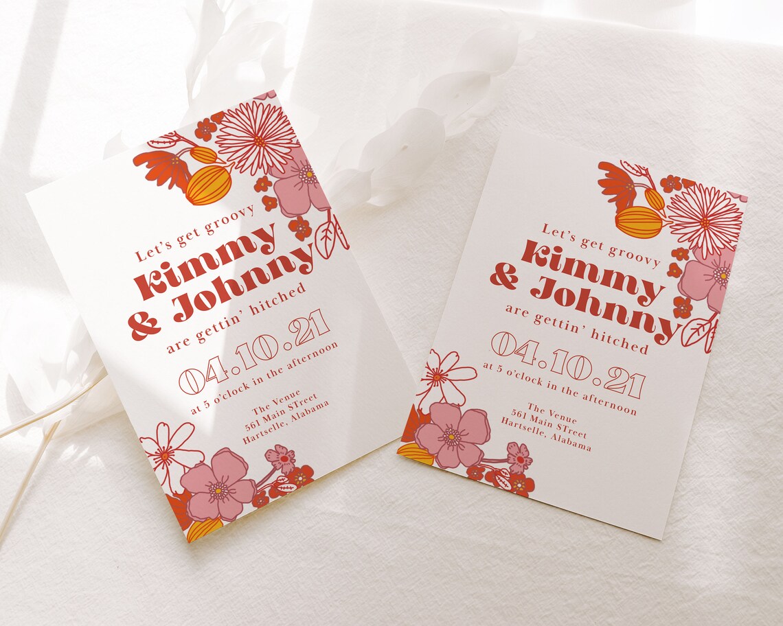 Retro Wedding Invitation Vintage Style Wedding Invitation | Etsy