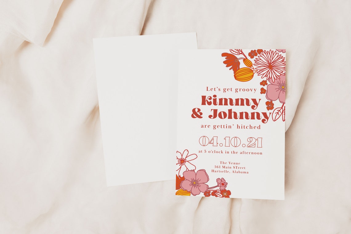 Retro Wedding Invitation Vintage Style Wedding Invitation | Etsy