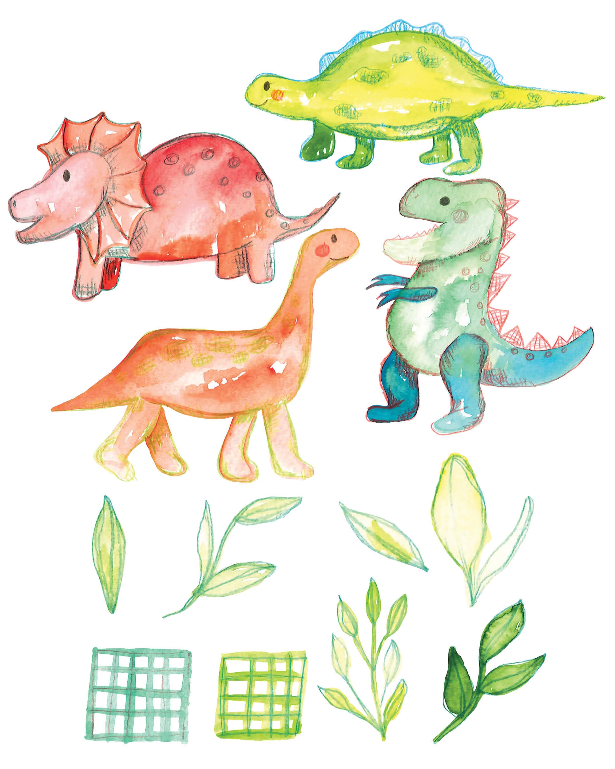 Dinosaur Clipart T-rex, Cute Animal Watercolor Clipart, Commercial Use ...