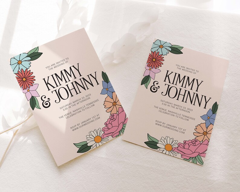 Retro Wedding Invitation Vintage Style Wedding Invitation - Etsy