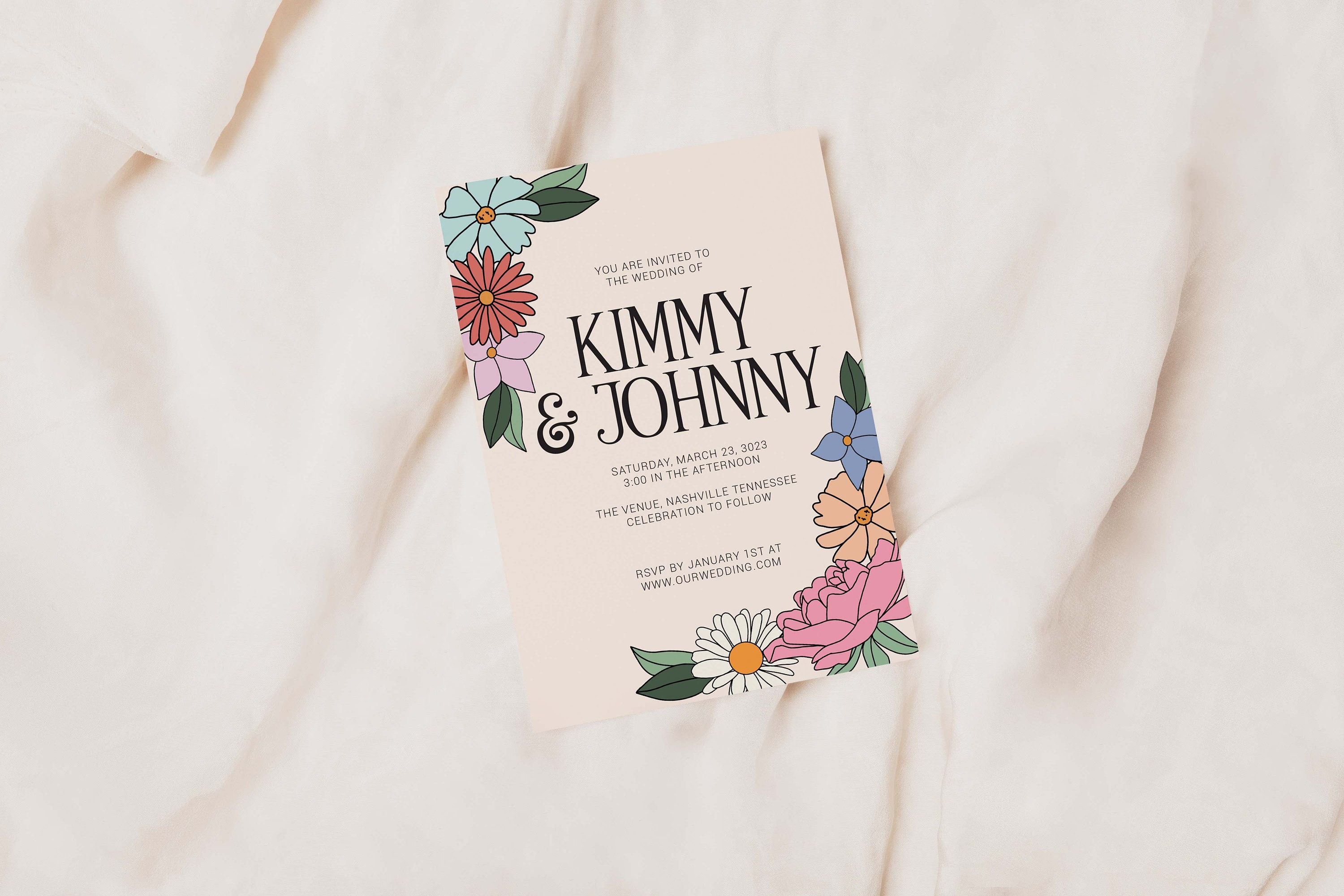 Retro Wedding Invitation Vintage Style Wedding Invitation | Etsy