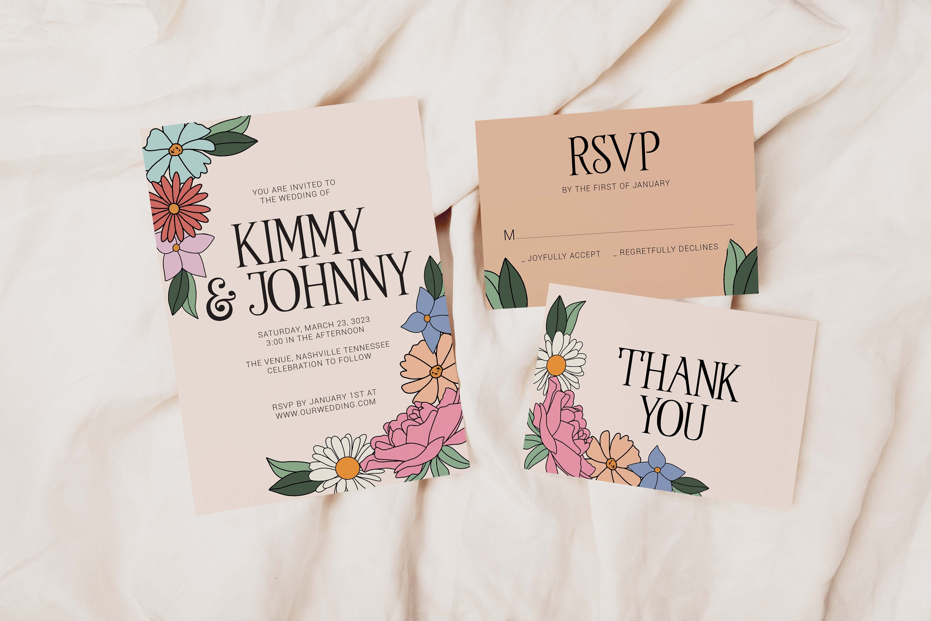 Retro Wedding Invitation Vintage Style Wedding Invitation | Etsy