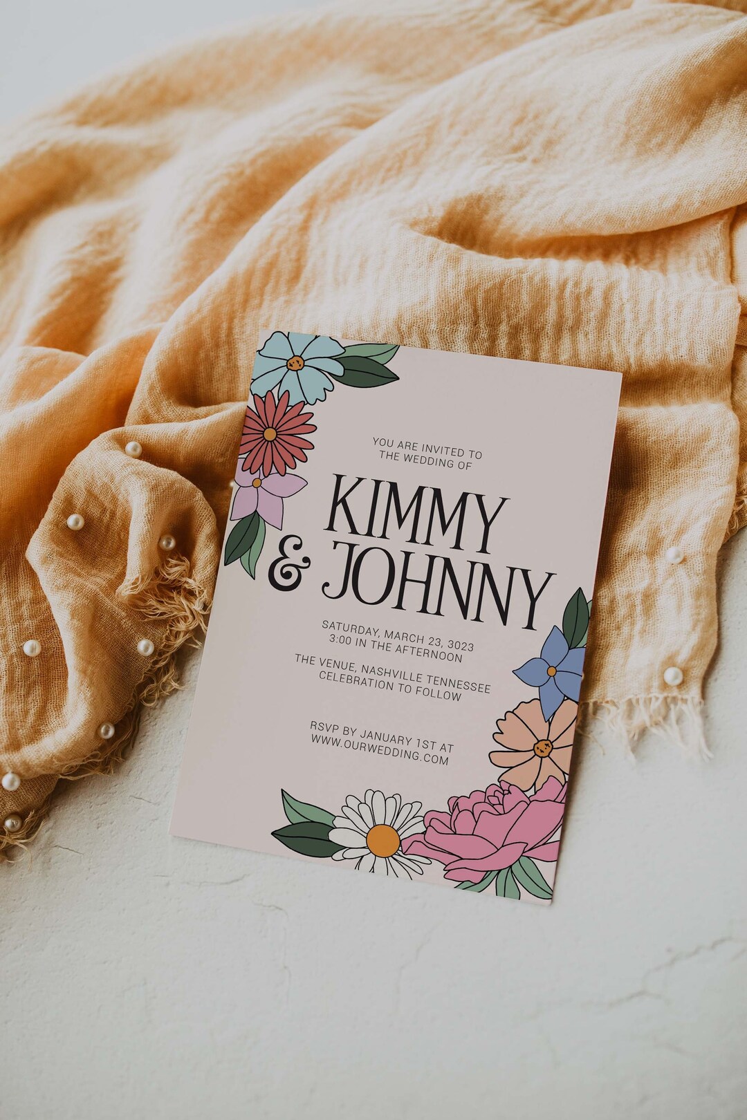 Retro Wedding Invitation, Vintage Style Wedding Invitation, Tattoo ...