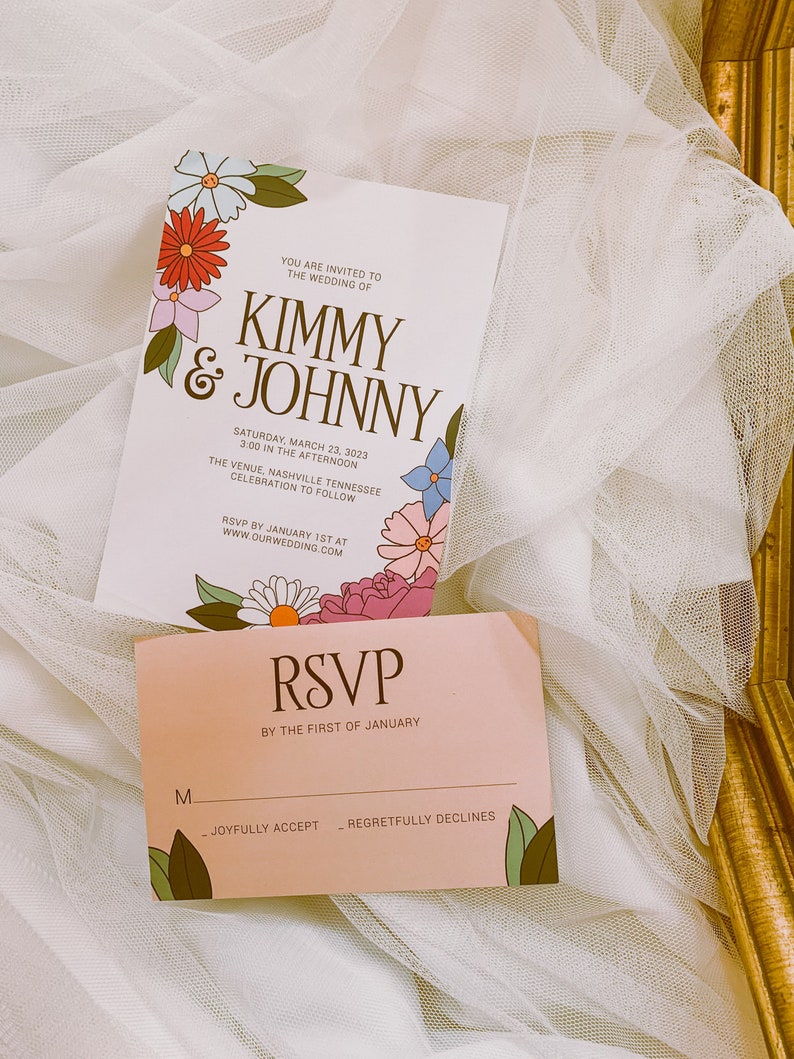 Retro Wedding Invitation Vintage Style Wedding Invitation - Etsy