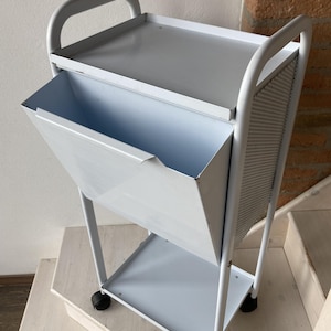 Vintage Cart White Perforated Metal With Wheels 80s Office Cart - Etsy