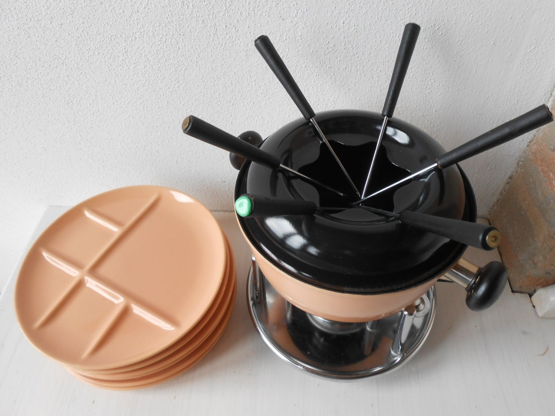 Vintage Fondue Set 80s Stainless Steel Enameled X6 - Etsy