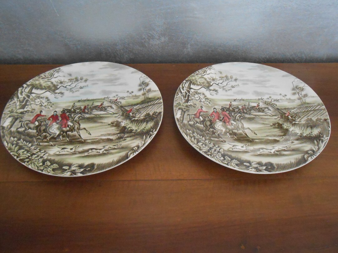 Vintage Plates Johnson Bros Tally Ho Set of 2 Collectibles - Etsy