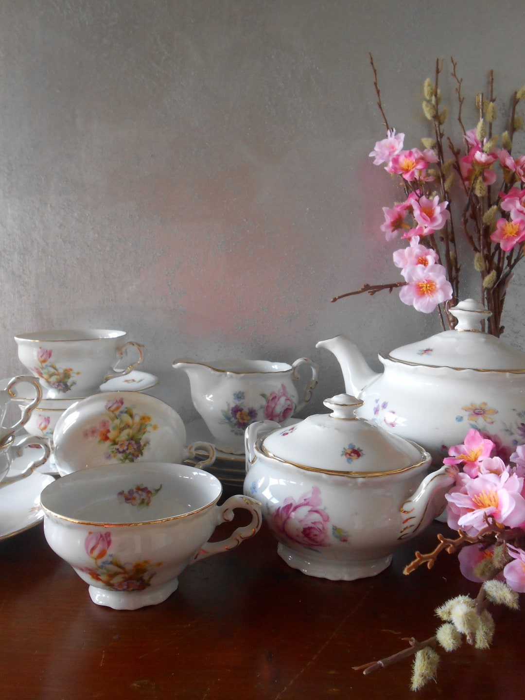Vintage Porcelain Tea Set 1940s Made in Czechoslovakia - Etsy