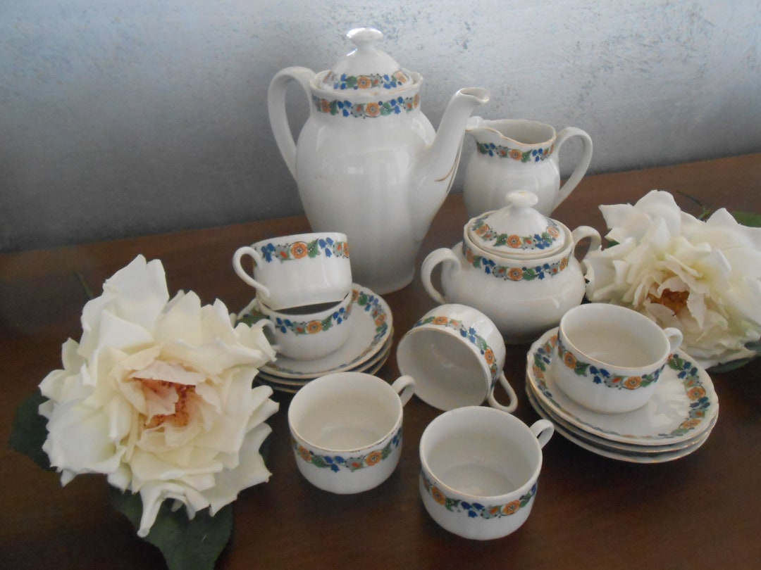 Vintage Coffee Set Porcelain 1960s Flowers - Etsy