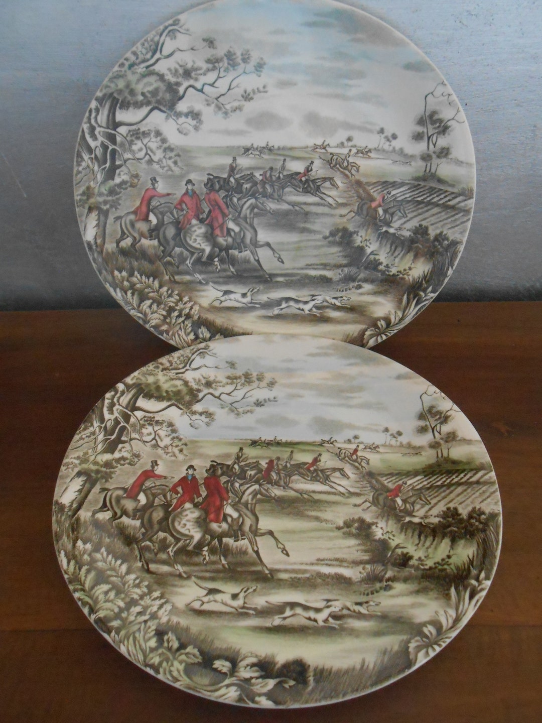 Vintage Plates Johnson Bros Tally Ho Set of 2 Collectibles - Etsy