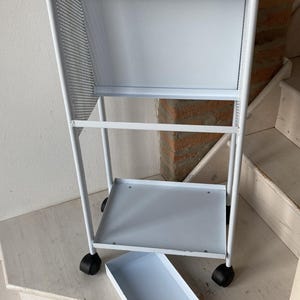 Vintage Cart White Perforated Metal With Wheels 80s Office Cart - Etsy