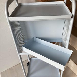 Vintage Cart White Perforated Metal With Wheels 80s Office Cart - Etsy