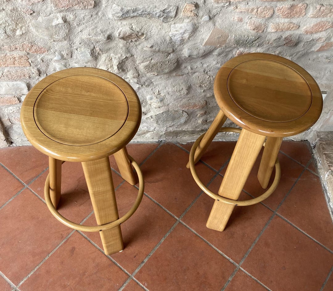 Vintage Stool Wood Light Oak 70s - Etsy