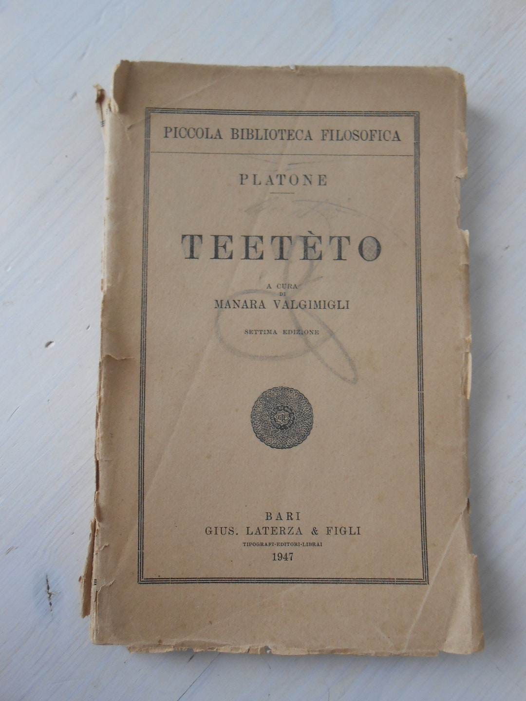 Vintage Philosophy Book Teeteto Plato 1947 Italian Book - Etsy