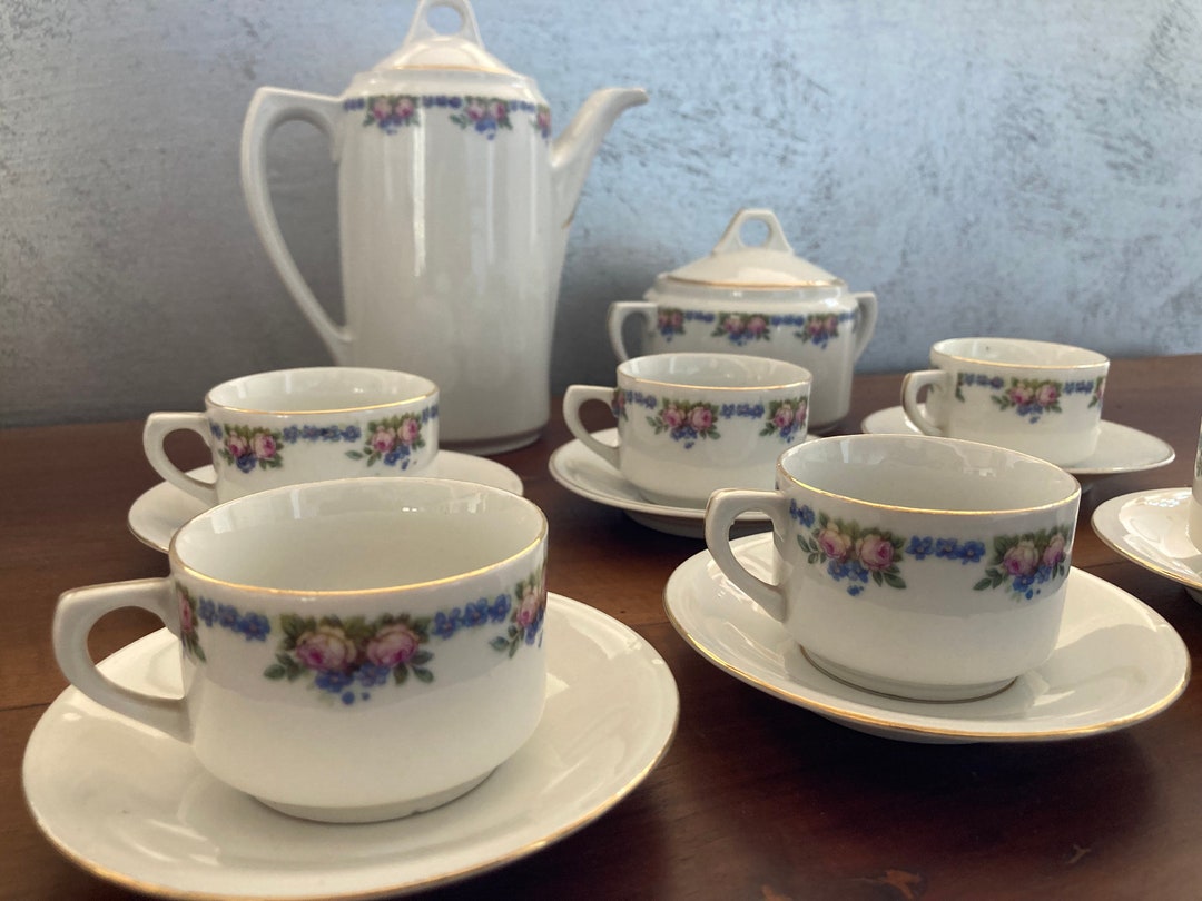 Vintage Coffee Set Porcelain 1960s Flowers - Etsy
