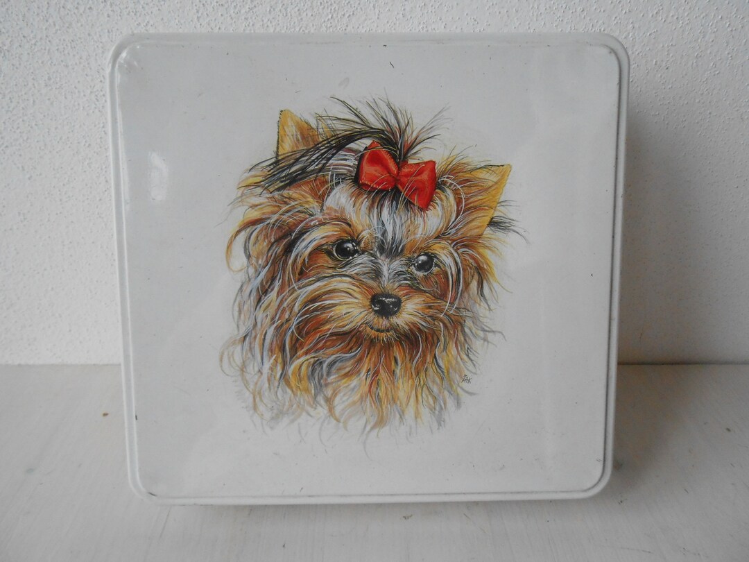 Vintage Tin Box French Massilly Square Metal Box Dogs 90s - Etsy