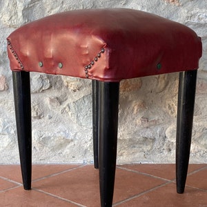 Vintage Stool 50s Leatherette and Studs Italian - Etsy