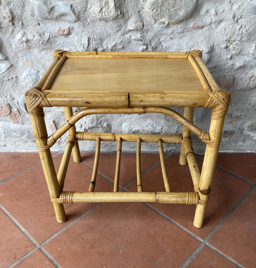 Vintage Small Side Table Bamboo 70s Small Coffee Table - Etsy