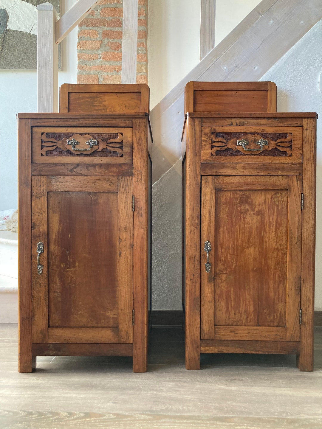 Vintage Nightstands Oak Wood Early 1900s Set of 2 - Etsy