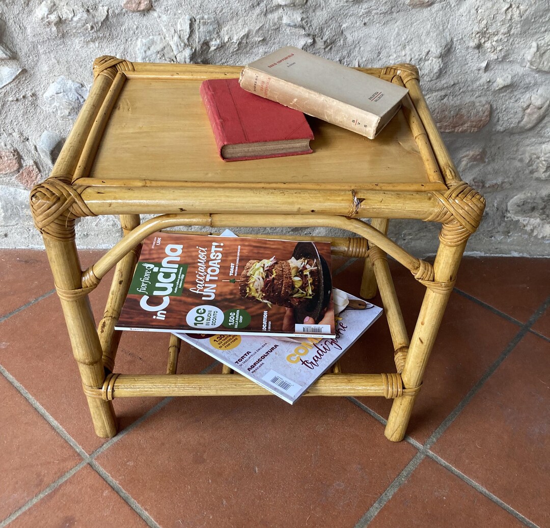 Vintage Small Side Table Bamboo 70s Small Coffee Table - Etsy