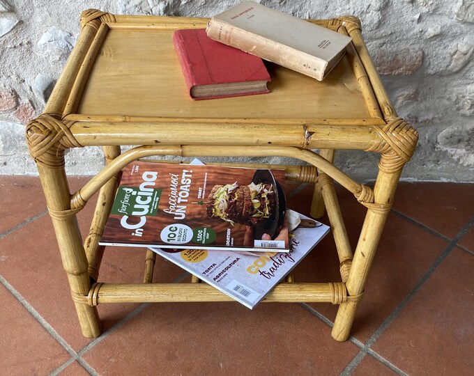 Vintage Small Side Table Bamboo 70s Small Coffee Table - Etsy