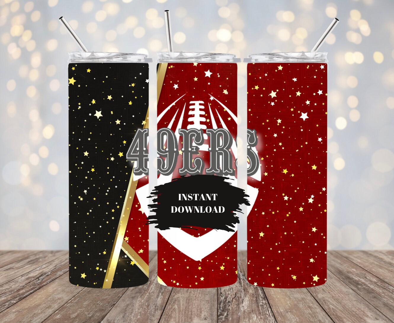 SF Football Team 20 Oz Tumbler Wrap PNG 20oz Skinny Tumbler Wrap ...