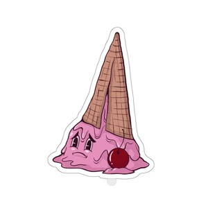 Fallen Ice Cream Retro Cartoon Cute Decal Kiss-cut - Etsy