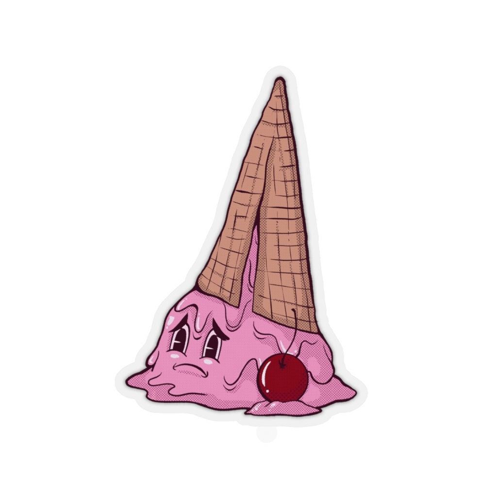 Fallen Ice Cream Retro Cartoon Cute Decal Kiss-Cut | Etsy
