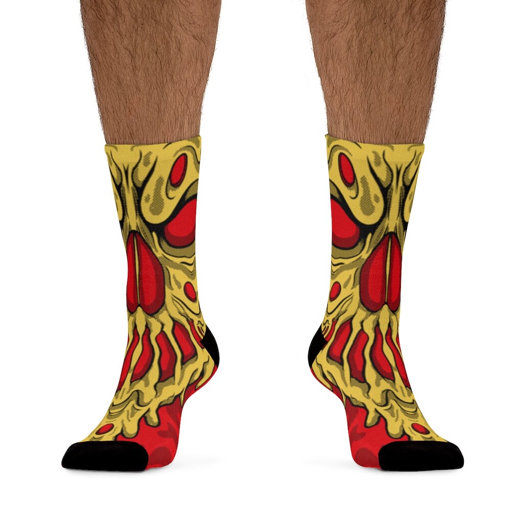 Pizza Skull Scary Evil Food Horror Art DTG Socks - Etsy