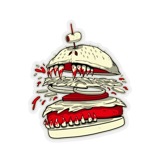 Hamburger Monster Horror Art Evil Food Scary Creature | Etsy