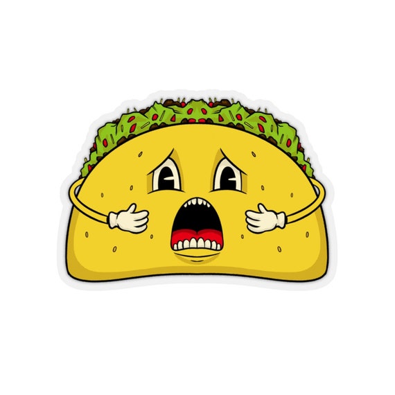 Taco Tuesday Scared Taco Retro Cartoon Cute Sticker | Etsy