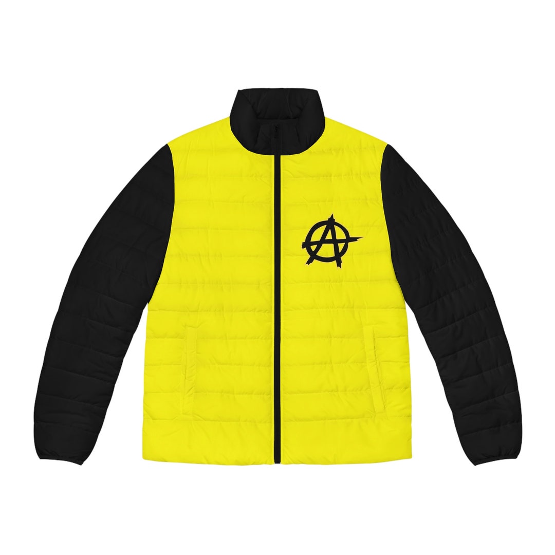 Gadsden Flag Men's Puffer Jacket, Libertarian Jacket, Anarchist Puffer ...