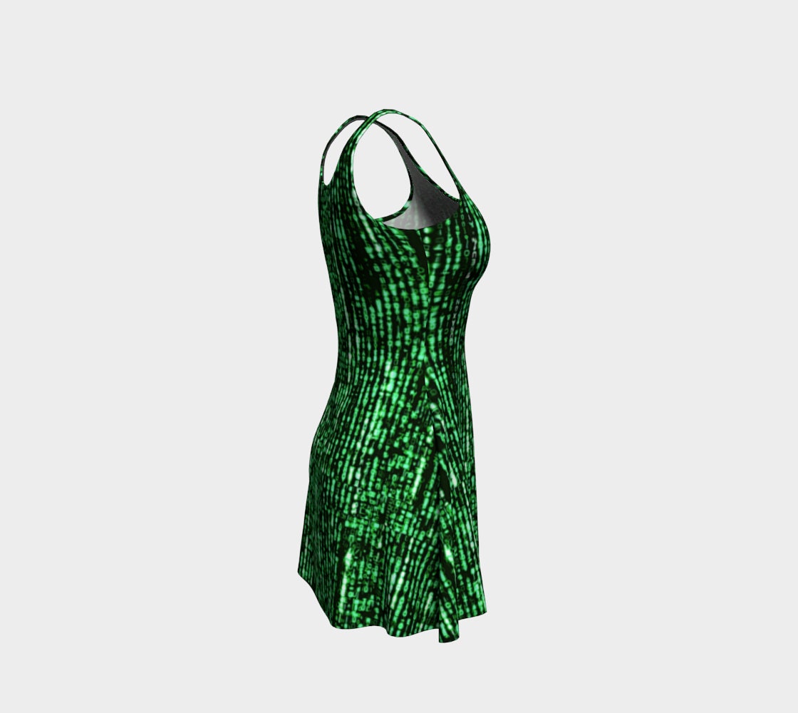 Matrix Code Pattern Flare Dress Binary Code Dress Cyber Punk - Etsy