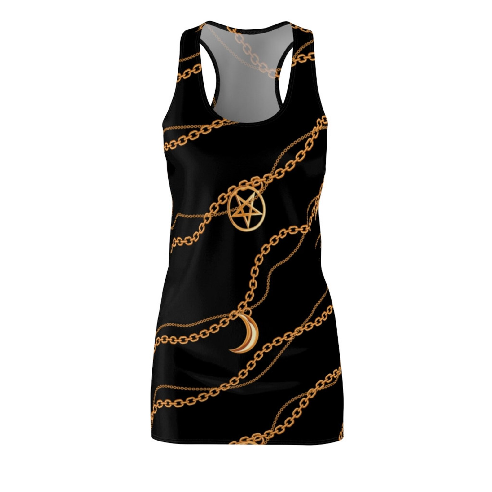 Pentacle and Moon Black Dress Witchy Dress Sexy Cocktail - Etsy