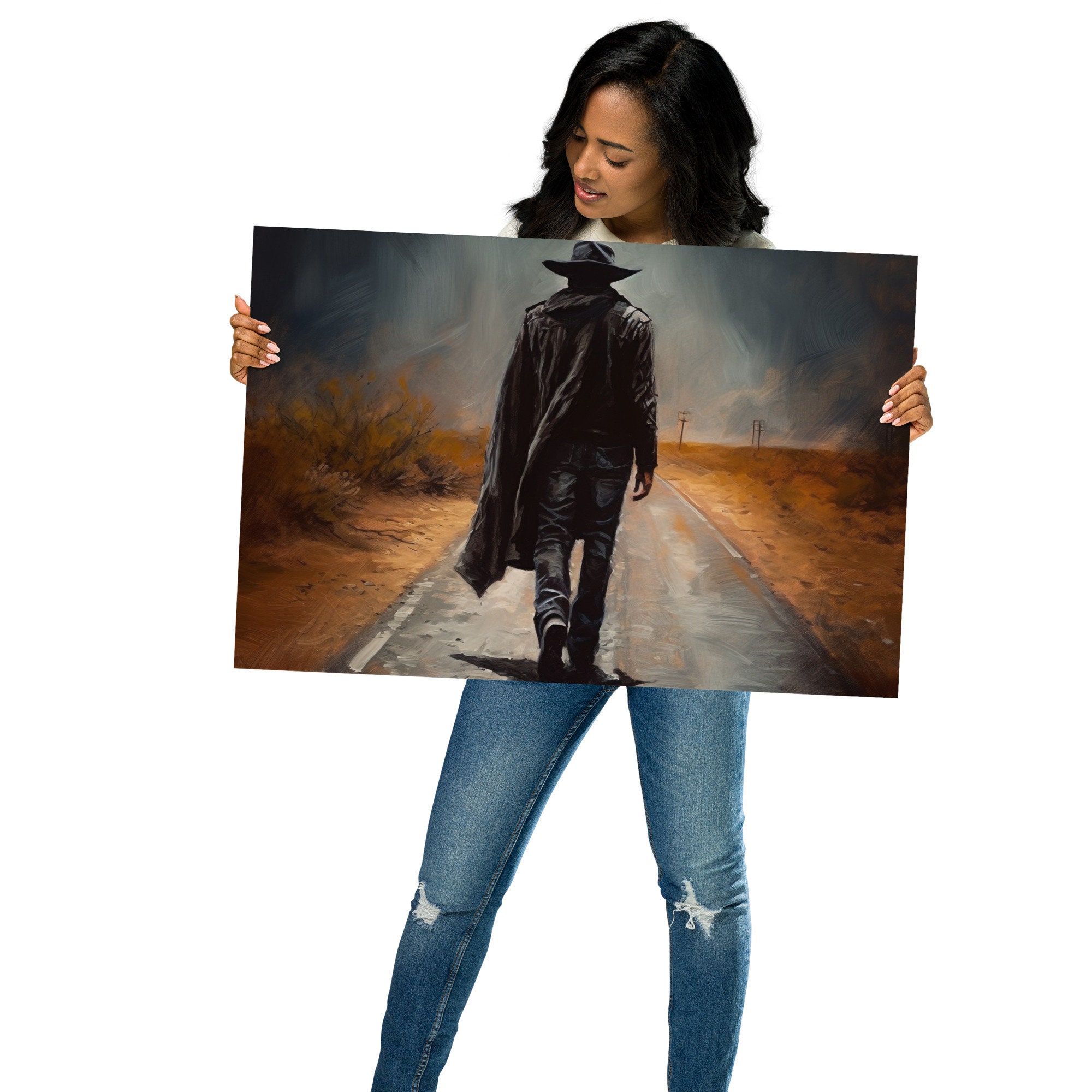 Cowboy in Desert Poster, Scifi Poster, Post Apocalyptic Art, Texas Punk ...