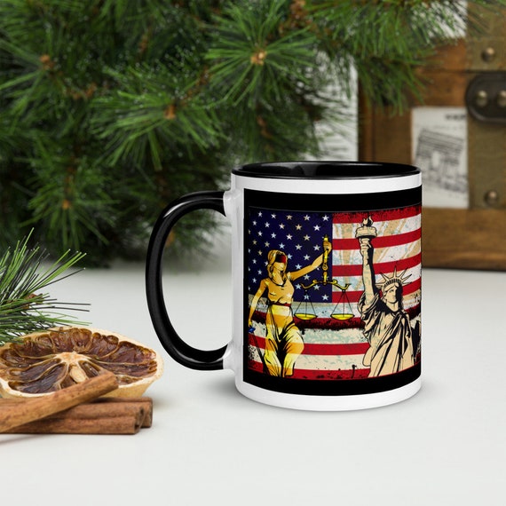 Liberty and Justice Mug With Color Insidelawyer Mug Usa | Etsy