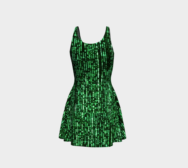 Matrix Code Pattern Flare Dress Binary Code Dress Cyber Punk - Etsy