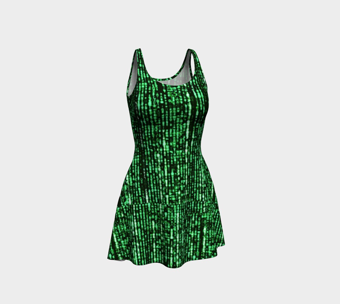 Matrix Code Pattern Flare Dress Binary Code Dress Cyber Punk - Etsy