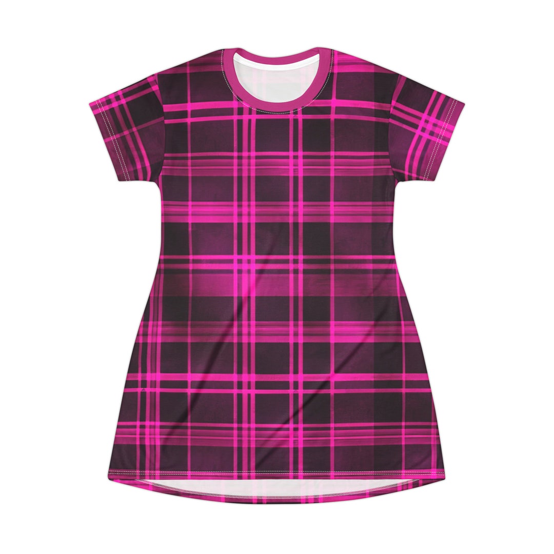 Buffalo Grunge Punk Pink T-shirt Dress, Punk Tee Dress,goth Emo T-dress ...