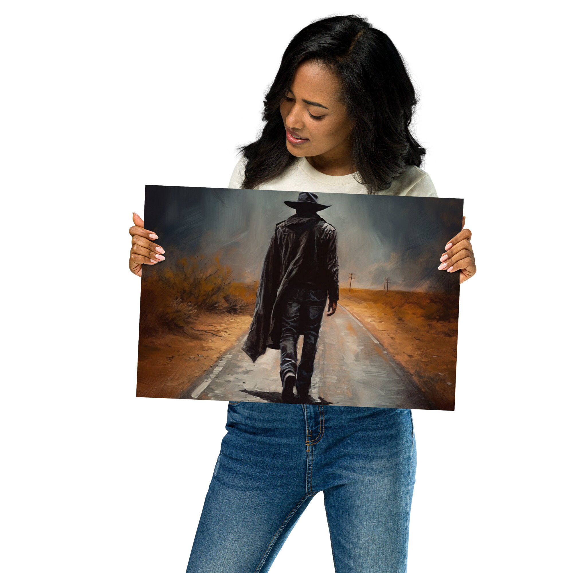 Cowboy in Desert Poster Scifi Poster Post Apocalyptic Art - Etsy