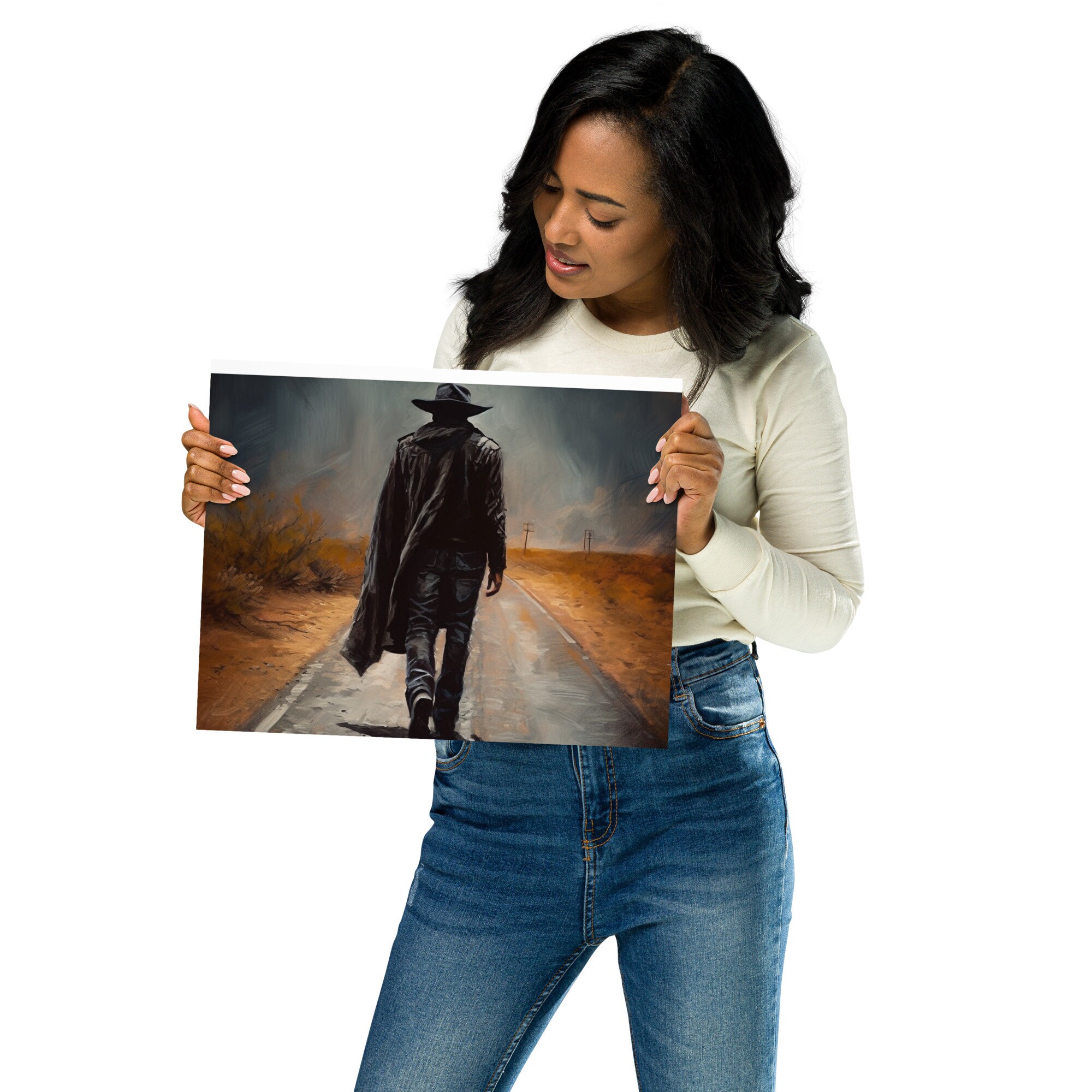 Cowboy in Desert Poster, Scifi Poster, Post Apocalyptic Art, Texas Punk ...