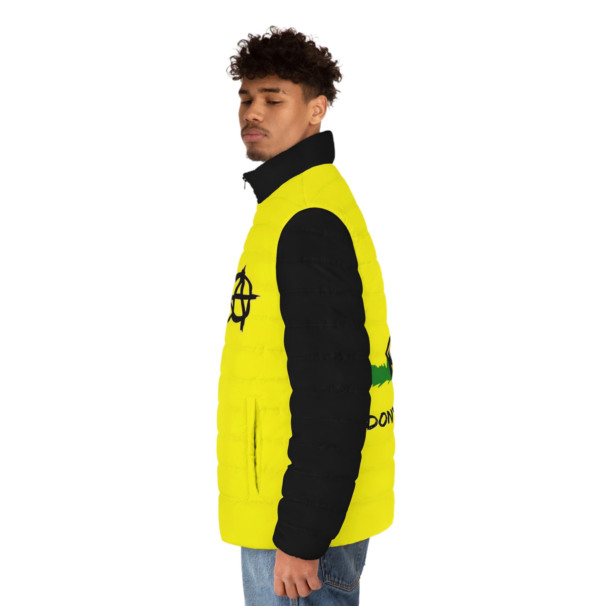 Gadsden Flag Men's Puffer Jacket, Libertarian Jacket, Anarchist Puffer ...