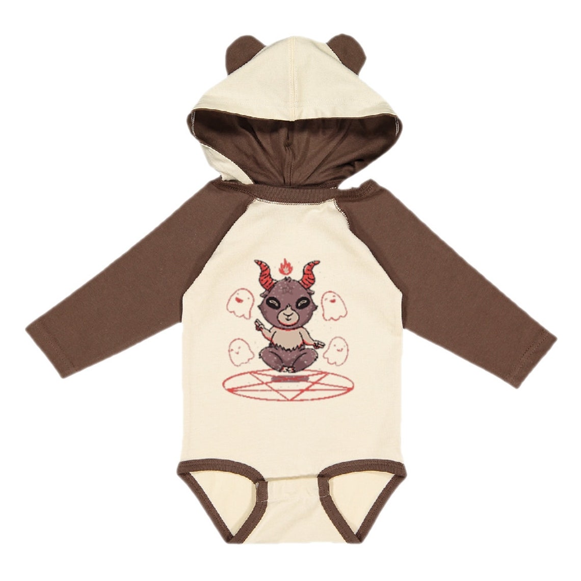 Cute Baphomet Long Sleeve Bodysuit With Ears gothic Kid Pagan - Etsy