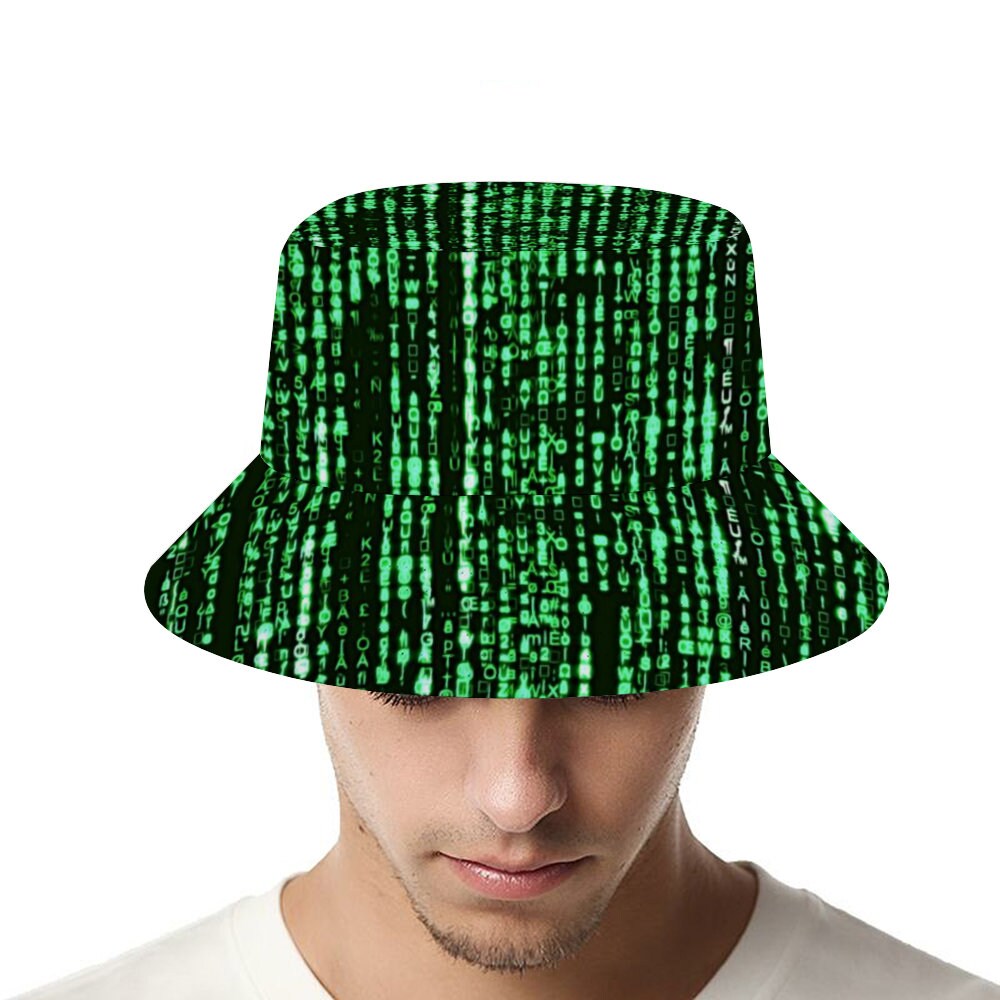 Matrix Bucket Hats Beach Sun Caps, Binary Code Summer Hats, Cyberpunk ...