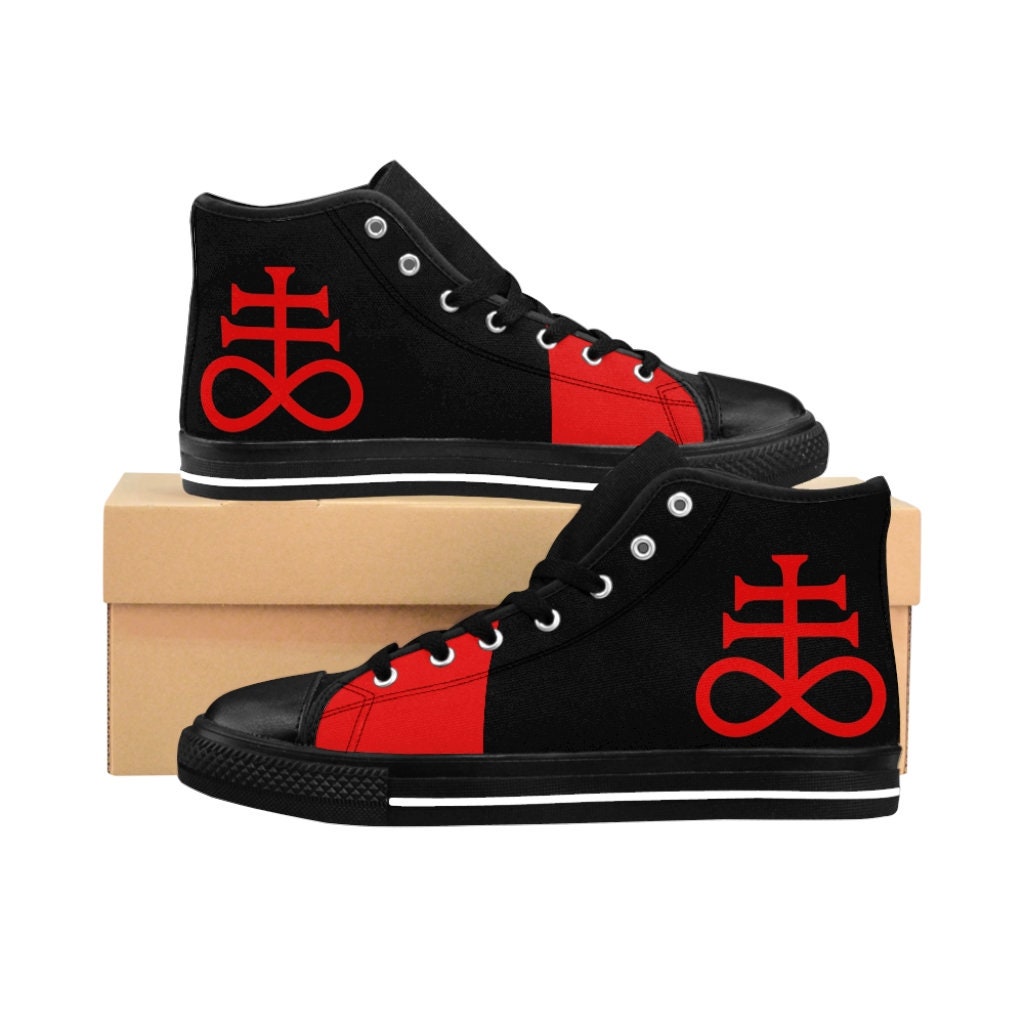 Lucifer Cross Men High-top Sneakers, Gothic Sportwear ;grunge Running ...