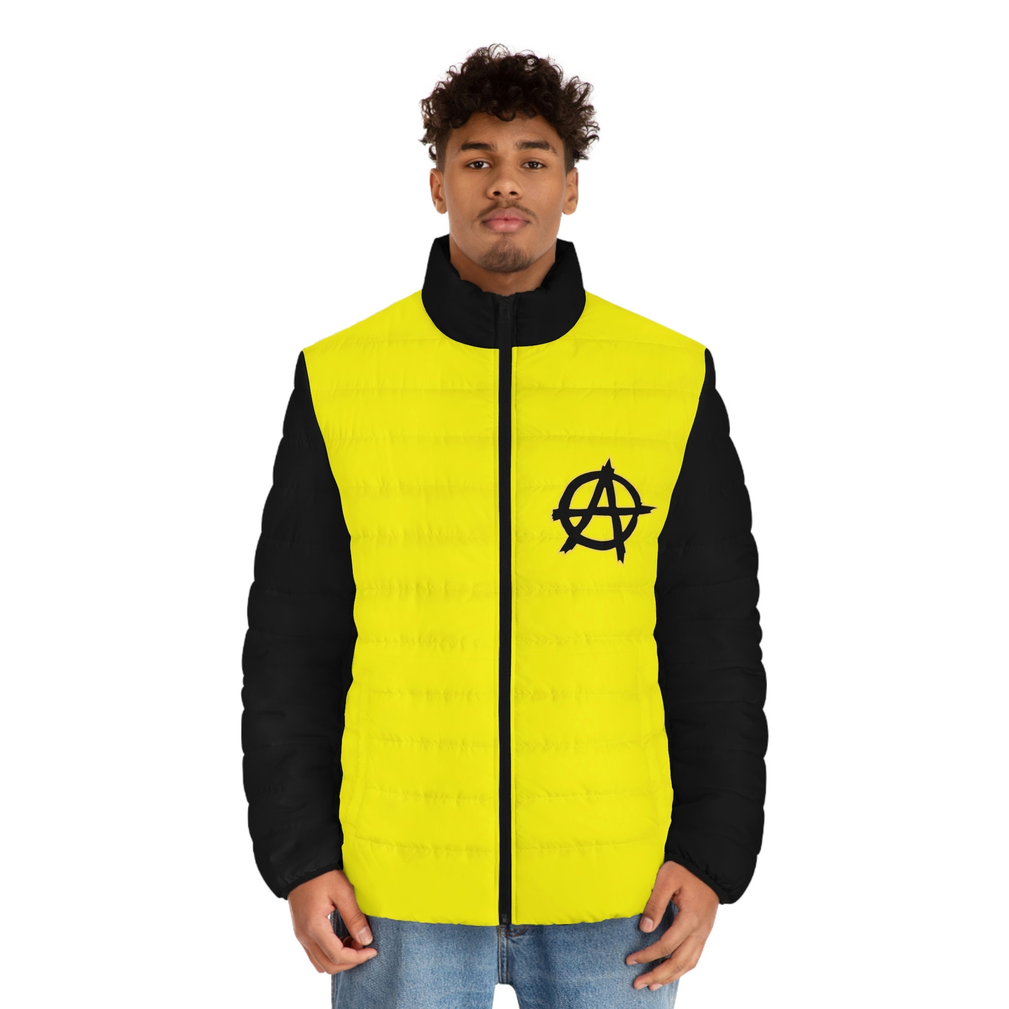 Gadsden Flag Men's Puffer Jacket, Libertarian Jacket, Anarchist Puffer ...