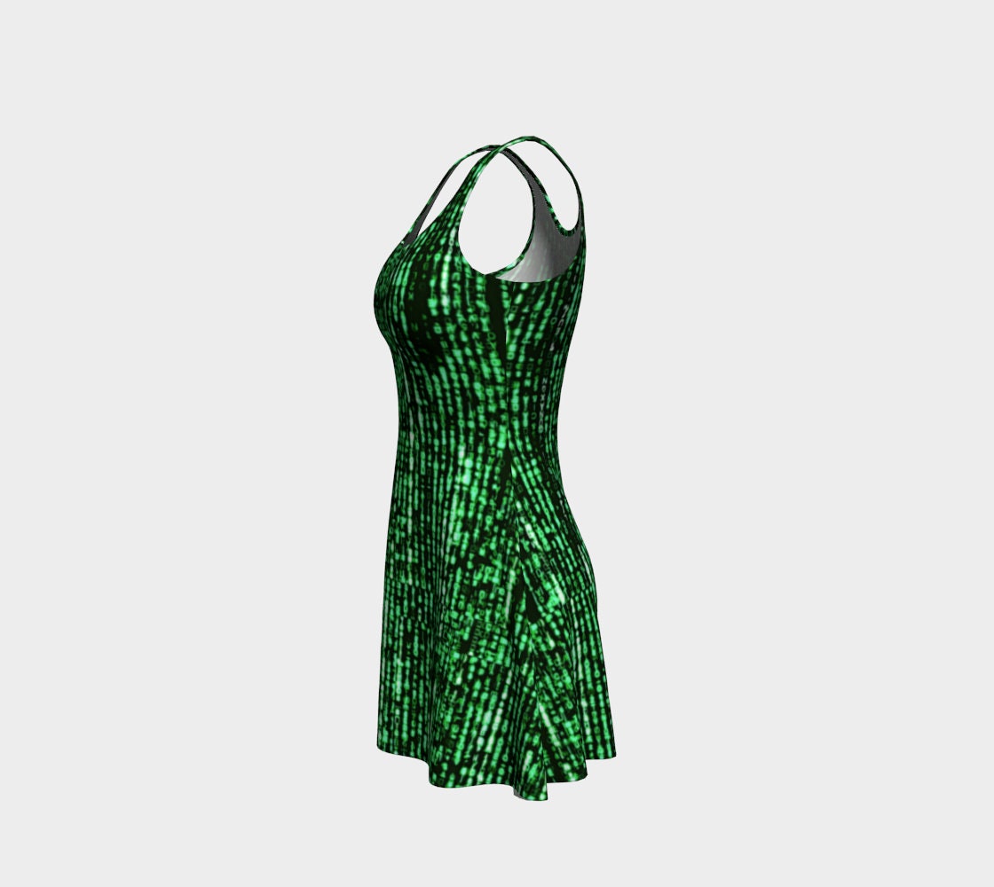 Matrix Code Pattern Flare Dress Binary Code Dress Cyber Punk - Etsy