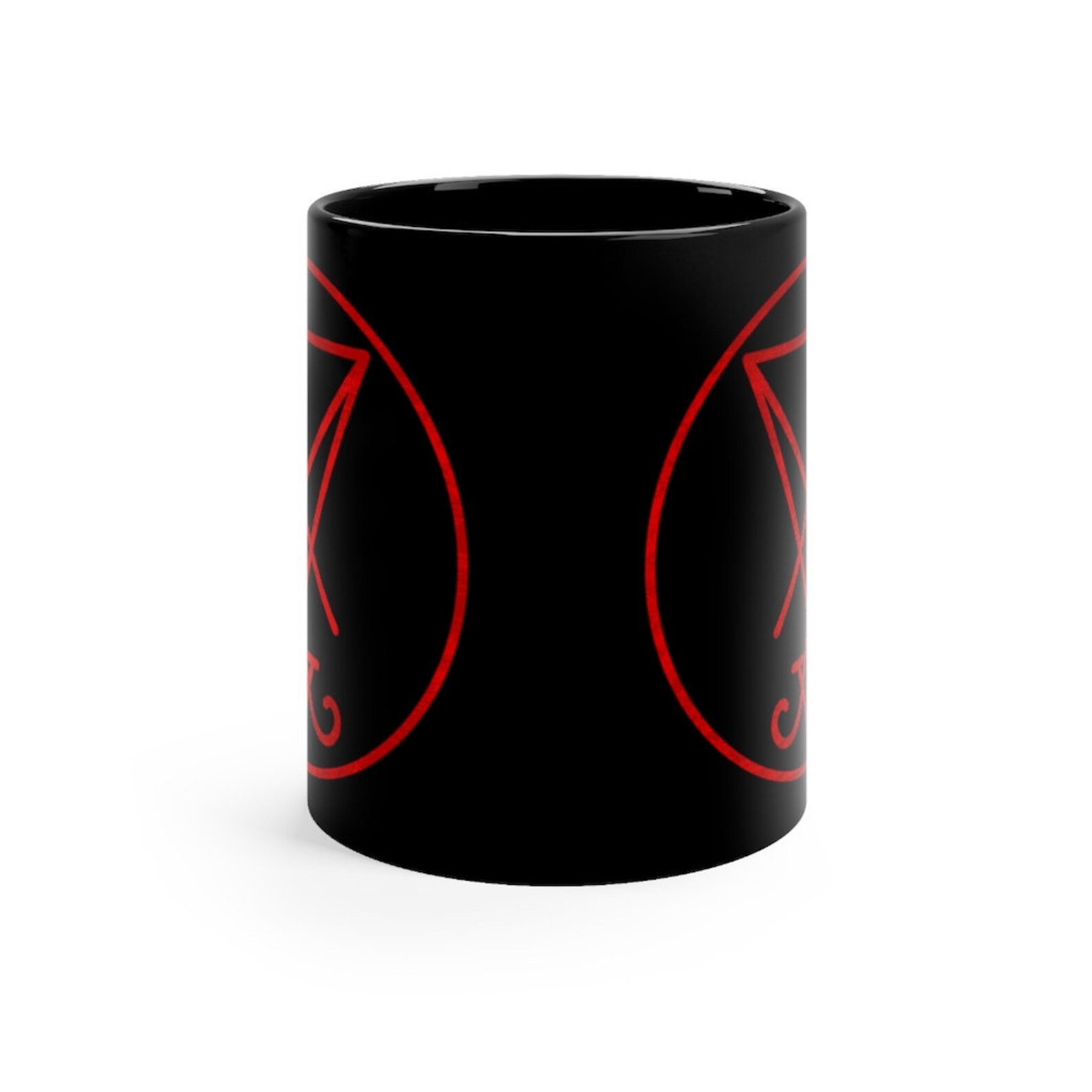 Sigil of Lucifer Black Mug 11oz,goth Satanic Cup of Tea,pagan Theist ...